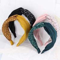 China Metal Hair Hoop Headband Cross Wave Point Cloth Hairband Women 7cm Wide Flexible for sale