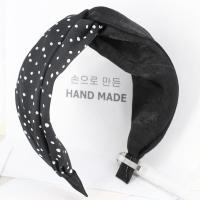 China Metal Hair Hoop Headband Cross Wave Point Cloth Hairband Women 7cm Wide Flexible for sale