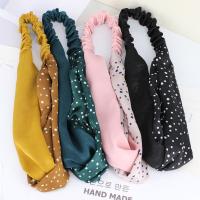 China Metal Hair Hoop Headband Cross Wave Point Cloth Hairband Women 7cm Wide Flexible for sale
