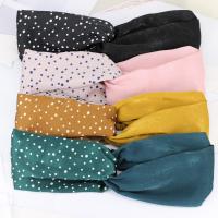 China Metal Hair Hoop Headband Cross Wave Point Cloth Hairband Women 7cm Wide Flexible for sale
