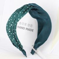 China Metal Hair Hoop Headband Cross Wave Point Cloth Hairband Women 7cm Wide Flexible for sale
