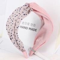 China Metal Hair Hoop Headband Cross Wave Point Cloth Hairband Women 7cm Wide Flexible for sale