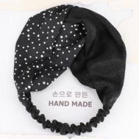 China Metal Hair Hoop Headband Cross Wave Point Cloth Hairband Women 7cm Wide Flexible for sale