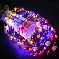 China Luminous LED Flower Crown Headband 65cm Christmas Hair Accessories for Women for sale
