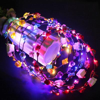 China Luminous LED Flower Crown Headband 65cm Christmas Hair Accessories for Women for sale