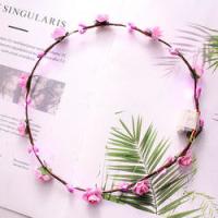 China Luminous LED Flower Crown Headband 65cm Christmas Hair Accessories for Women for sale