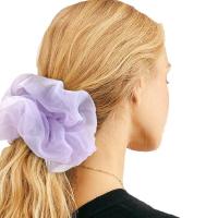 China Black Organza Oversized Scrunchie Ponytail Holders Elastic Hair Band Ties 17cm for sale