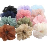 China Black Organza Oversized Scrunchie Ponytail Holders Elastic Hair Band Ties 17cm for sale