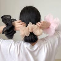 China Black Organza Oversized Scrunchie Ponytail Holders Elastic Hair Band Ties 17cm for sale