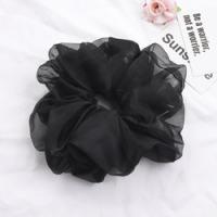 China Black Organza Oversized Scrunchie Ponytail Holders Elastic Hair Band Ties 17cm for sale