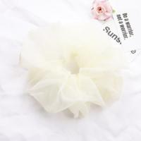 China Black Organza Oversized Scrunchie Ponytail Holders Elastic Hair Band Ties 17cm for sale