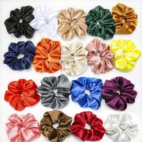 China Wholesale Satin Scrunchies for Women 15cm Fabric Elastic Hair Ties Solid Color for sale