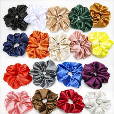 China Wholesale Satin Scrunchies for Women 15cm Fabric Elastic Hair Ties Solid Color for sale