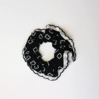 China Chiffon Hair Scrunchies for Thick Hair Korea Lace Fabric Print Pony Tails 11cm 7g for sale