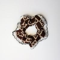 China Chiffon Hair Scrunchies for Thick Hair Korea Lace Fabric Print Pony Tails 11cm 7g for sale