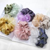 China Wholesale Multicolor Organza Hair Scrunchies 10cm Fabric Rubber Ponytail Bands for Women Girls for sale