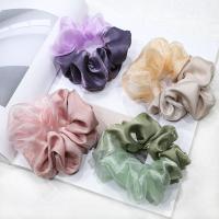 China Wholesale Multicolor Organza Hair Scrunchies 10cm Fabric Rubber Ponytail Bands for Women Girls for sale