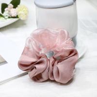 China Wholesale Multicolor Organza Hair Scrunchies 10cm Fabric Rubber Ponytail Bands for Women Girls for sale