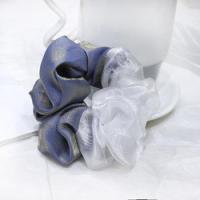 China Wholesale Multicolor Organza Hair Scrunchies 10cm Fabric Rubber Ponytail Bands for Women Girls for sale