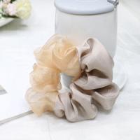 China Wholesale Multicolor Organza Hair Scrunchies 10cm Fabric Rubber Ponytail Bands for Women Girls for sale