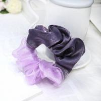 China Wholesale Multicolor Organza Hair Scrunchies 10cm Fabric Rubber Ponytail Bands for Women Girls for sale