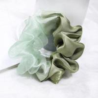 China Wholesale Multicolor Organza Hair Scrunchies 10cm Fabric Rubber Ponytail Bands for Women Girls for sale