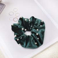 China Wholesale Velvet Pearl Hair Scrunchies 6cm Silk Hair Curling Ribbon for Women Girls for sale