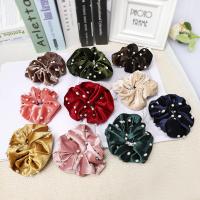 China Wholesale Velvet Pearl Hair Scrunchies 6cm Silk Hair Curling Ribbon for Women Girls for sale