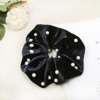 China Wholesale Velvet Pearl Hair Scrunchies 6cm Silk Hair Curling Ribbon for Women Girls for sale
