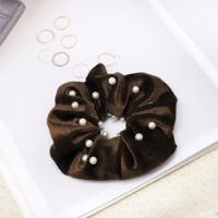 China Wholesale Velvet Pearl Hair Scrunchies 6cm Silk Hair Curling Ribbon for Women Girls for sale