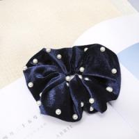 China Wholesale Velvet Pearl Hair Scrunchies 6cm Silk Hair Curling Ribbon for Women Girls for sale