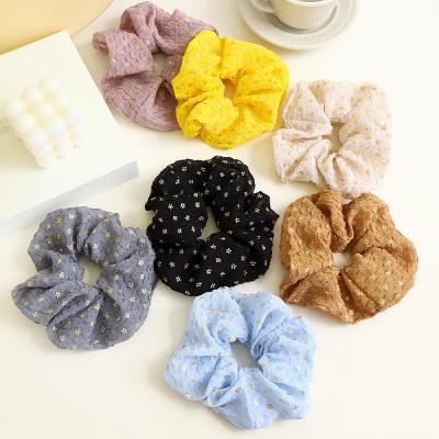 China Printed Large Scrunchie for Women Chiffon Bronzed Hair Accessories 10cm Elastic for sale