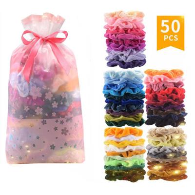 China Gold Velvet Elastic Hair Scrunchies 10cm Large Intestine Head Ring for Women for sale