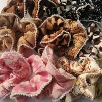 China Wholesale Handmade Pearl Lace Fabric Mickey Scrunchies Hair Ties 10cm for Women Girls for sale