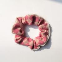 China Wholesale Handmade Pearl Lace Fabric Mickey Scrunchies Hair Ties 10cm for Women Girls for sale
