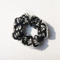 China Wholesale Handmade Pearl Lace Fabric Mickey Scrunchies Hair Ties 10cm for Women Girls for sale