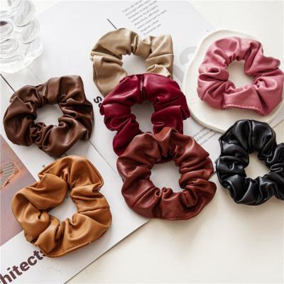 China PU Leather Hair Rope Ties Multicolor Hair Scrunchies 10mm Width for Girls Hair Accessories for sale
