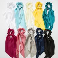 China Imitate Silk Satin Solid Color Ponytail Scarf Scrunchies 28cm 20g Hair Ties for sale
