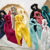 China Imitate Silk Satin Solid Color Ponytail Scarf Scrunchies 28cm 20g Hair Ties for sale