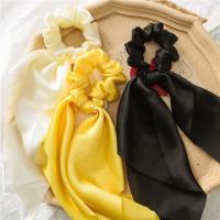 China Imitate Silk Satin Solid Color Ponytail Scarf Scrunchies 28cm 20g Hair Ties for sale
