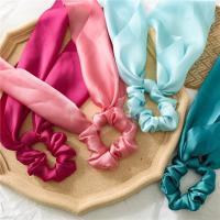 China Imitate Silk Satin Solid Color Ponytail Scarf Scrunchies 28cm 20g Hair Ties for sale