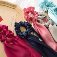 China Imitate Silk Satin Solid Color Ponytail Scarf Scrunchies 28cm 20g Hair Ties for sale