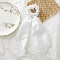 China Imitate Silk Satin Solid Color Ponytail Scarf Scrunchies 28cm 20g Hair Ties for sale