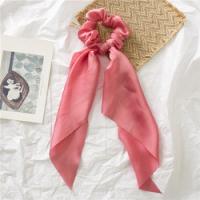 China Imitate Silk Satin Solid Color Ponytail Scarf Scrunchies 28cm 20g Hair Ties for sale