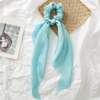 China Imitate Silk Satin Solid Color Ponytail Scarf Scrunchies 28cm 20g Hair Ties for sale