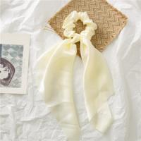 China Imitate Silk Satin Solid Color Ponytail Scarf Scrunchies 28cm 20g Hair Ties for sale