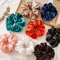 China Oversized Silk Satin Scrunchie Hair Ties 15cm Black Red for Thick Hair for sale