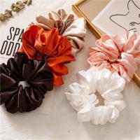China Oversized Silk Satin Scrunchie Hair Ties 15cm Black Red for Thick Hair for sale