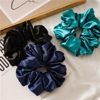 China Oversized Silk Satin Scrunchie Hair Ties 15cm Black Red for Thick Hair for sale