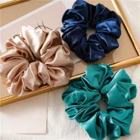 China Oversized Silk Satin Scrunchie Hair Ties 15cm Black Red for Thick Hair for sale